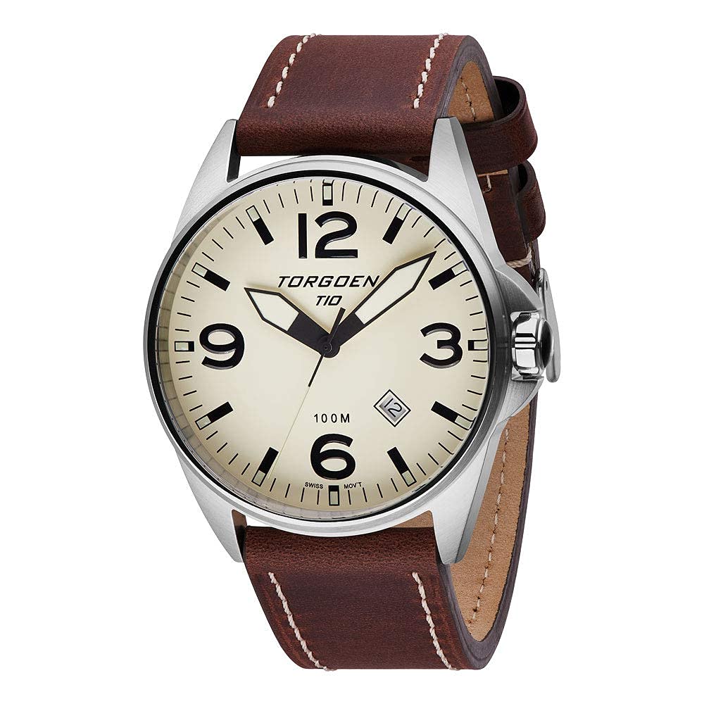 Buy Torgoen T10 Pilot Watch for Men, Swiss Quartz, Mineral Crystal with ...