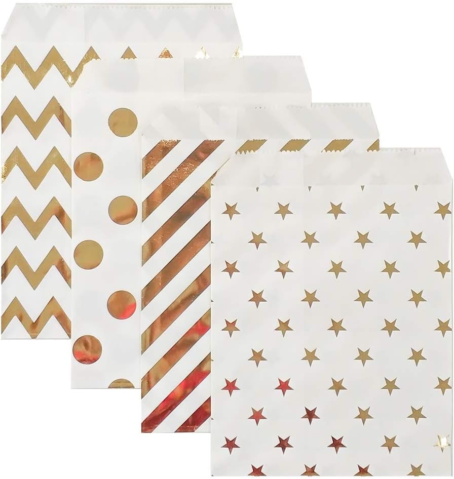 Amazon.com: KEYYOOMY 200 Pcs Bright Gold Candy Buffet Bags - Small ...