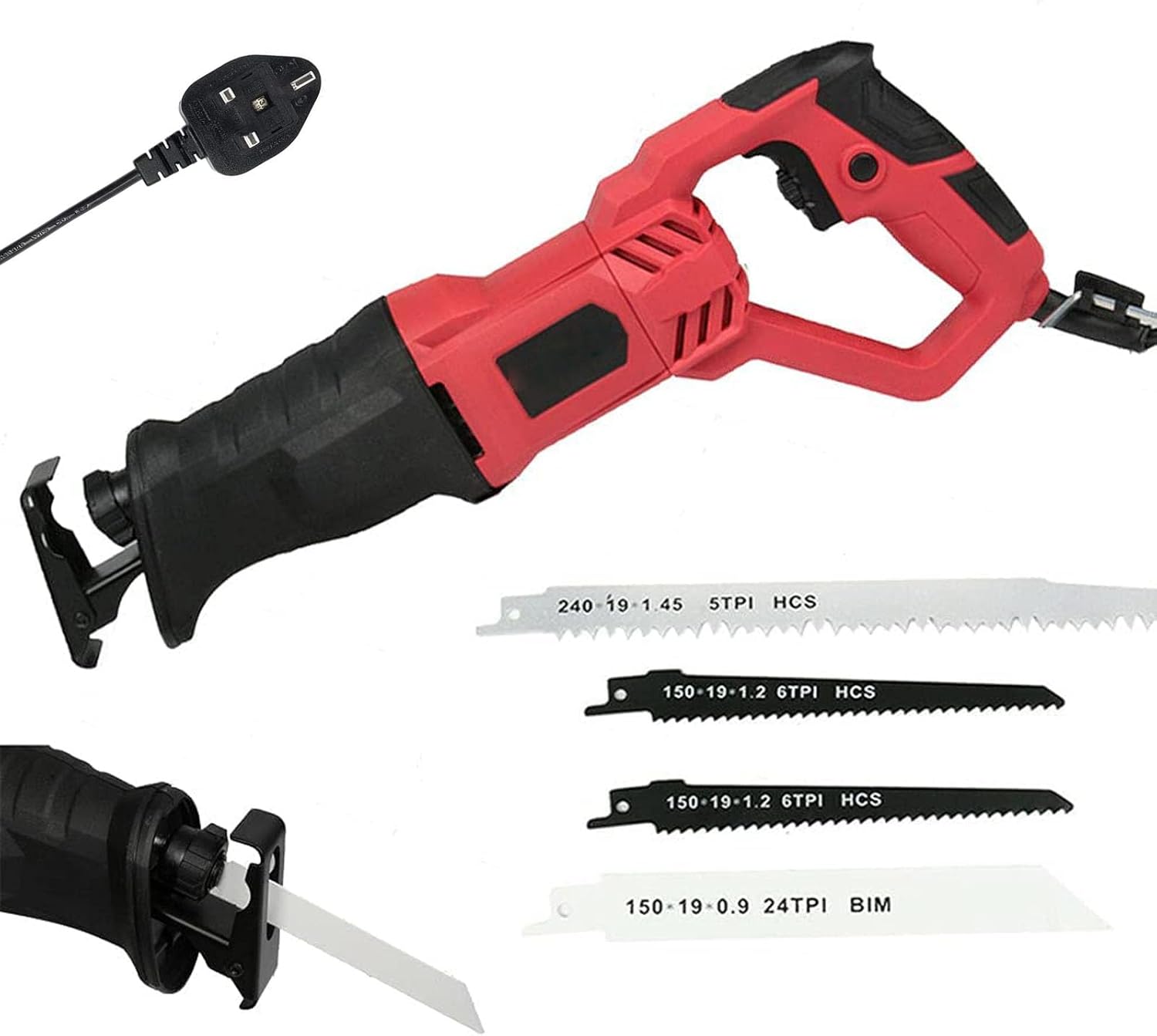 710W Reciprocating Saw Corded Electric Saw 2m Power Cord, with 4Pcs Saw ...