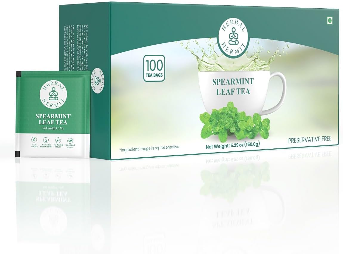 Spearmint Tea (100 Tea Bags) with Natural Spearmint Leaves| Caffeine Free Herbal Tea in ...