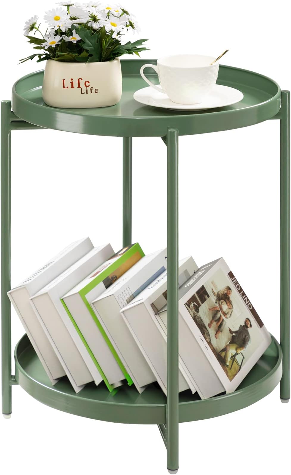 Amazon.com: Grand patio 2-Tier End Table, Round Metal Side Table with ...