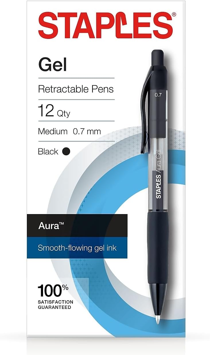 Amazon.com: Staples 2321360 Aura Gel Rt Fine 0.5Mm Blue 12 : Office ...