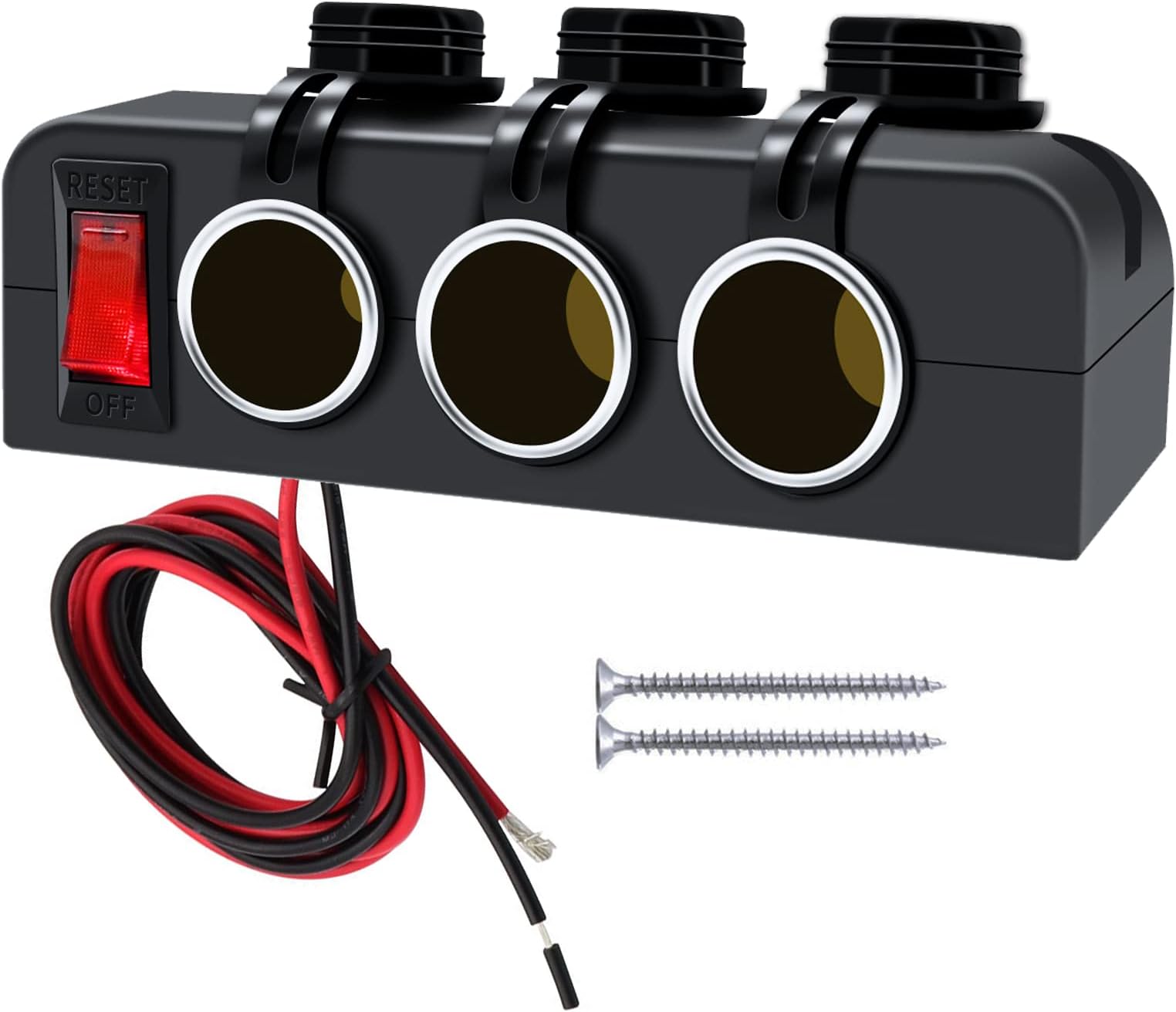 Amazon.com: AMOMD 3 Socket Cigarette Lighter Splitter 12V Power Outlet ...