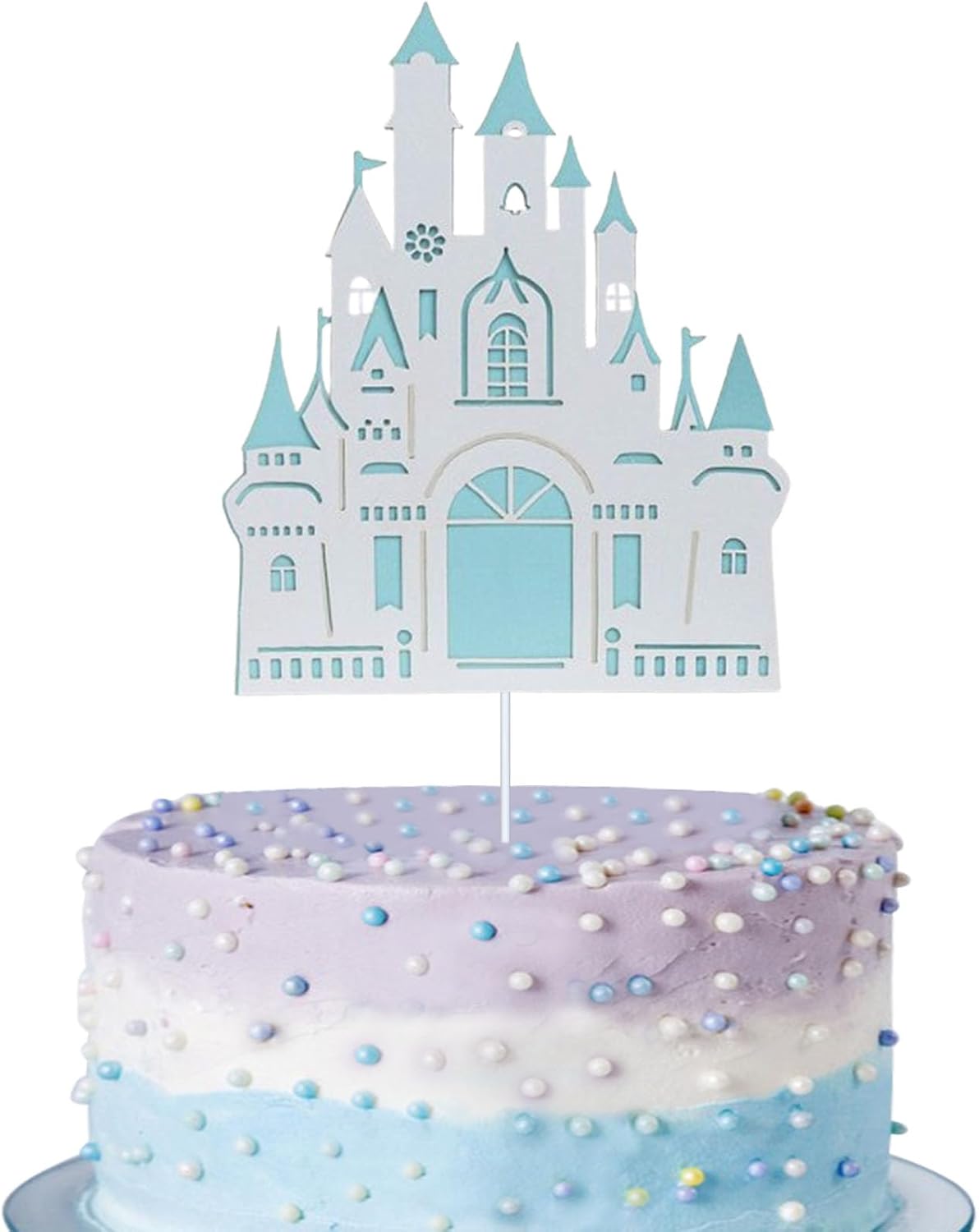 Amazon.com: Cartoon Style Blue Castle Cake Toppers - Paper Castle ...