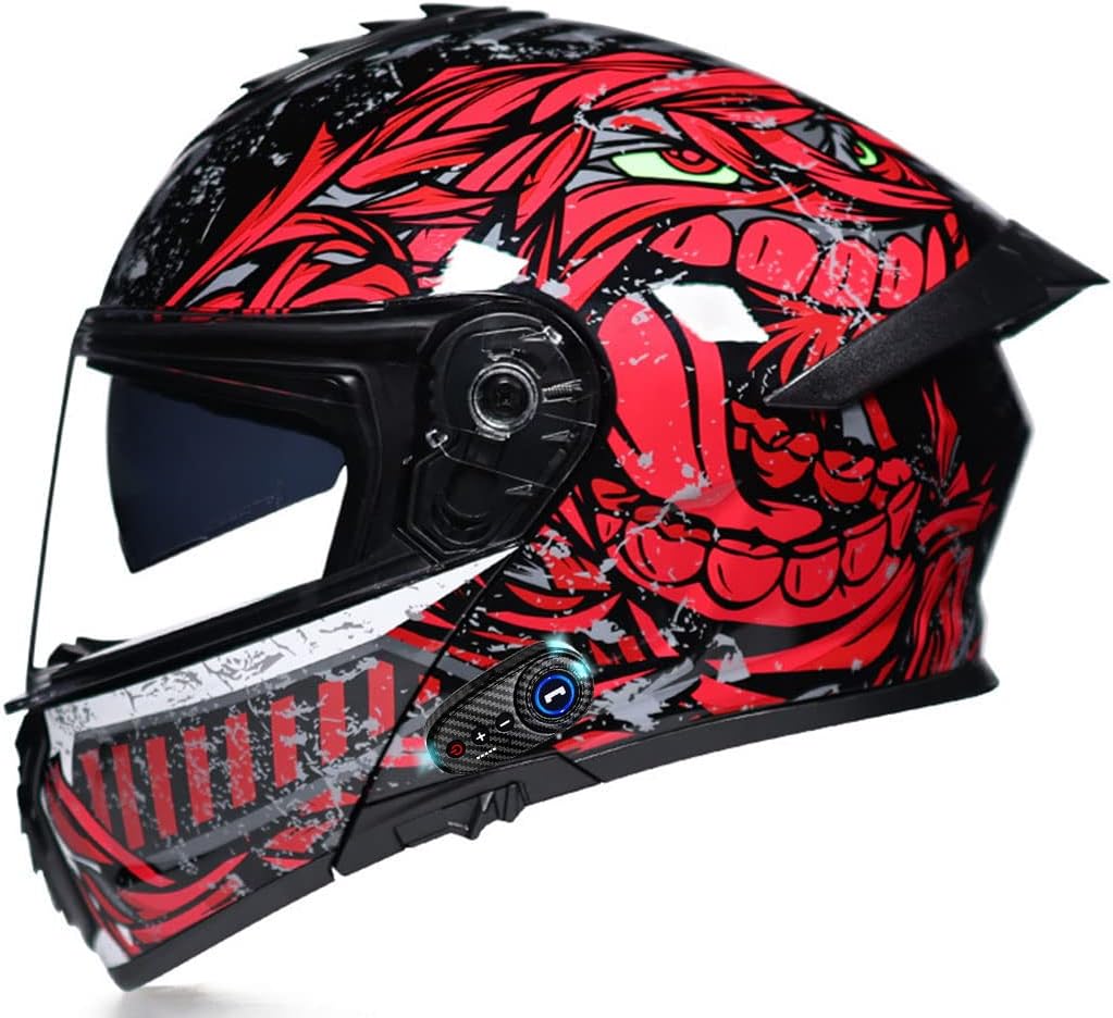 Motorcycle Bluetooth Helmet Modular Integrated Crash Helmet Sport Full ...