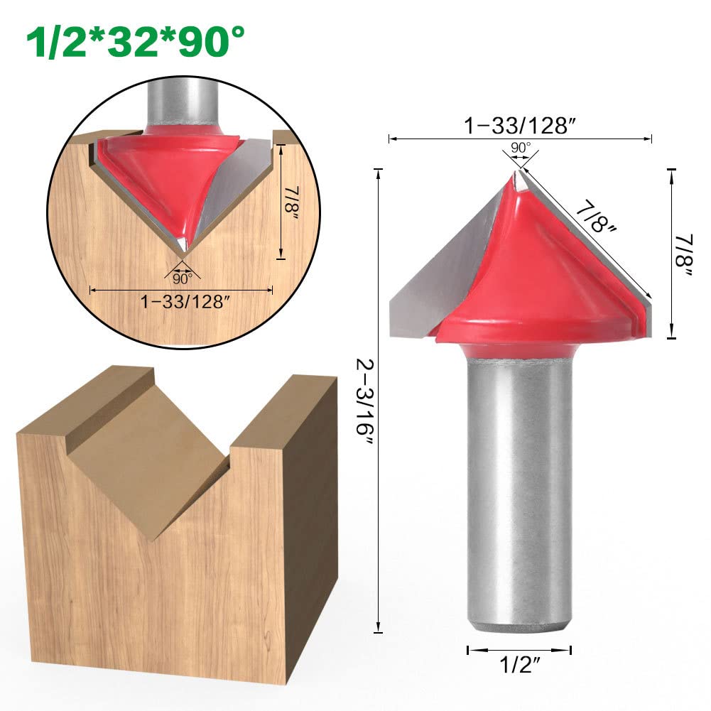Snapklik.com : WSOOX 90 120 V-Groove Carbide Router Bits Set