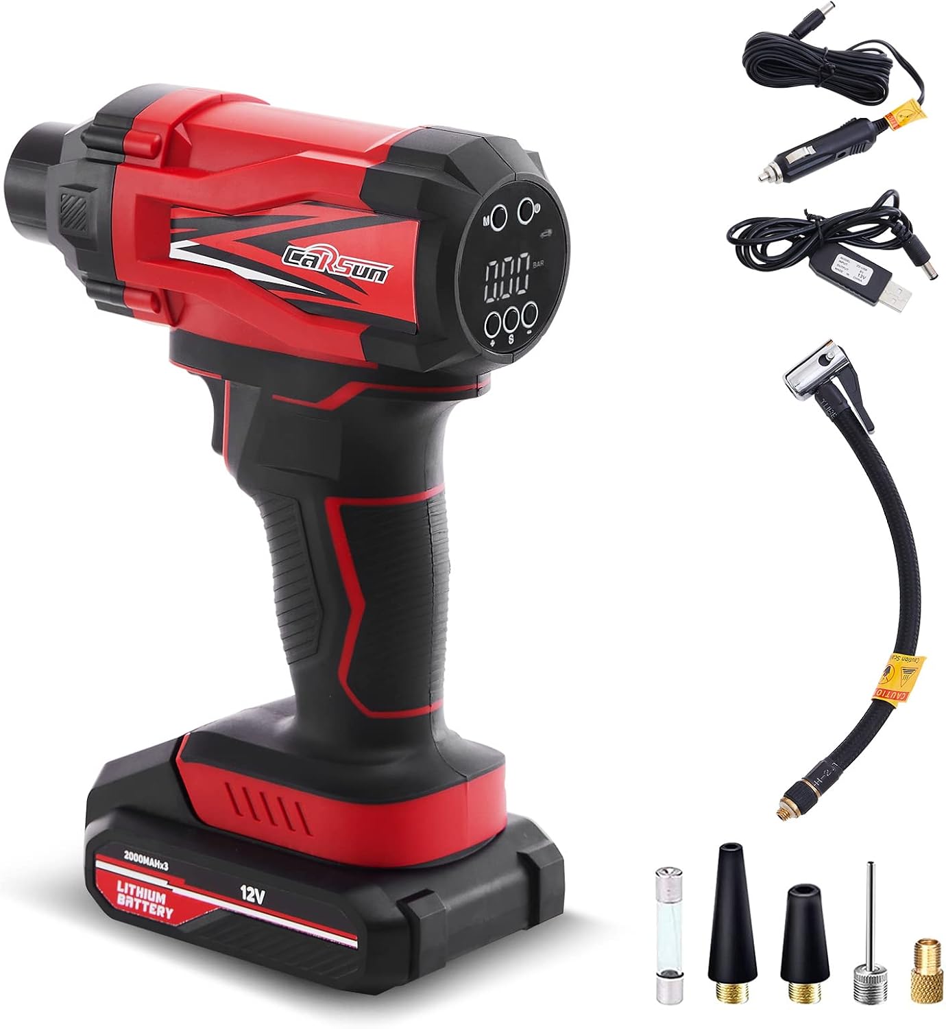 OFCASA Car Tyre Pump Cordless Tyre Inflator, Car Tyre Inflator 12v ...
