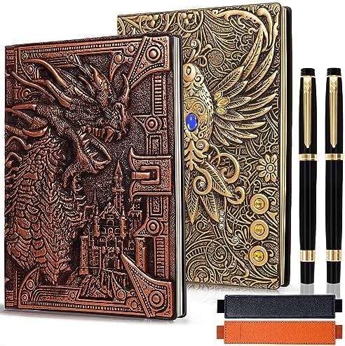 Amazon.com : DND Dragon Notebook 3D Embossed Leather Journal A5 Vintage ...