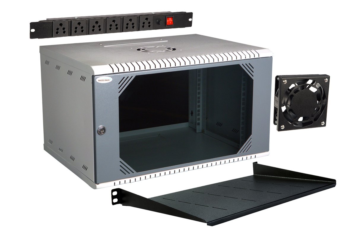 MASS RACK 6U 550X400mm Rack with PDU 6 Socket, 10 Inch Tray & Fan ...