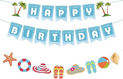 Amazon.com: Zwiebeco Seaside Happy Birthday Party Decoration Blue White ...