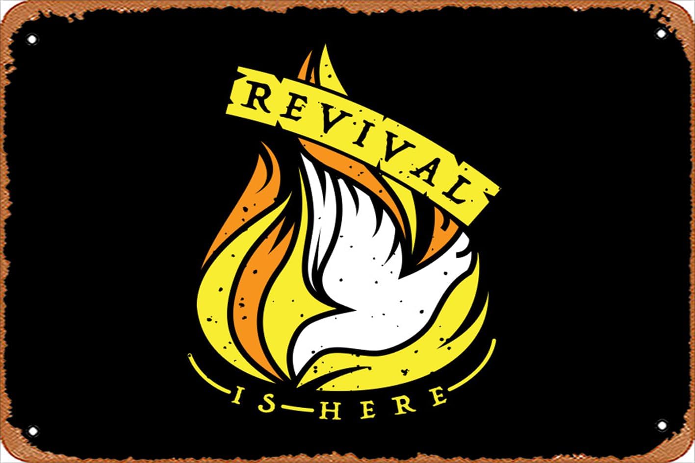 Amazon.com : Zuhhgii Retro Tin Sign Revival Is Here Christian Pentecost ...