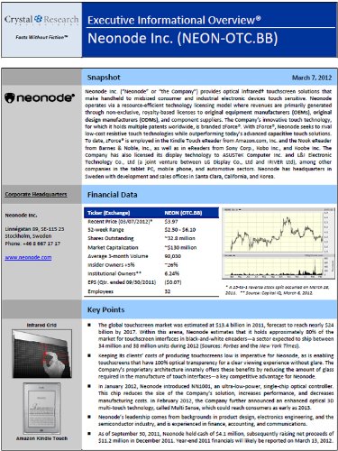 Amazon.co.jp: Executive Informational Overview: Neonode Inc. (NEON-OTC ...