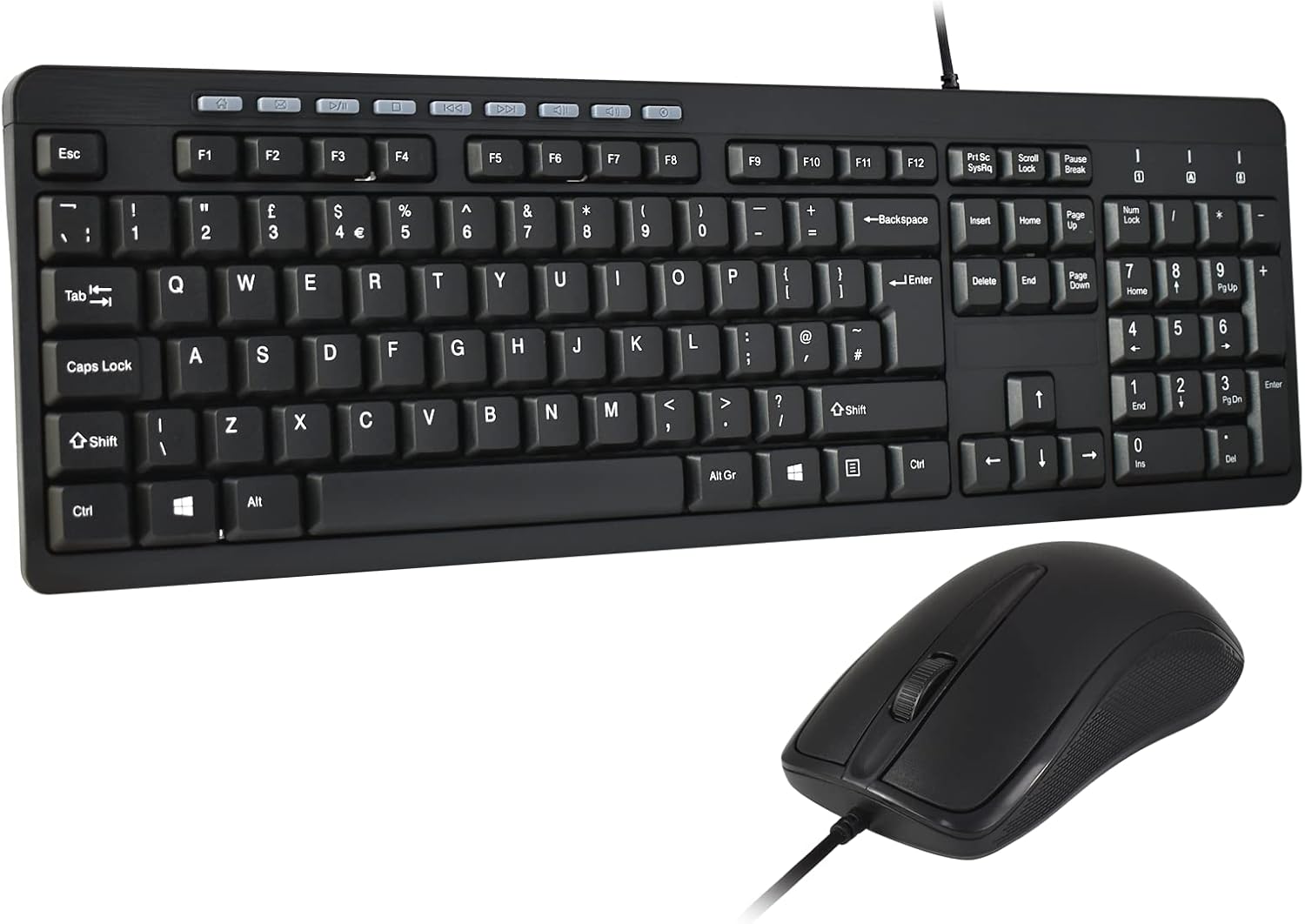Combrite Wired Keyboard and Mouse Set, Full Size UK Layout Keyboard ...