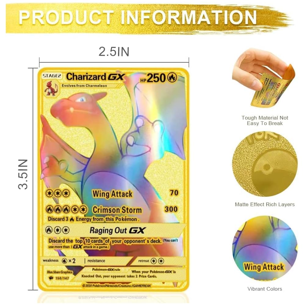 Buy 108 PCS Gold Foil Card Packs Ultra Rare Shiny TCG Deck Box (17 V ...