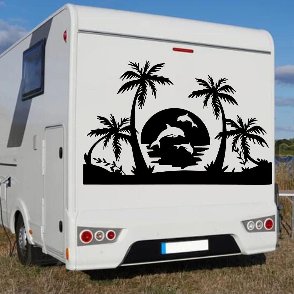 Amazon.com: Large Tropical Palm Trees Dolphin Camping Rv Truck Sticker ...