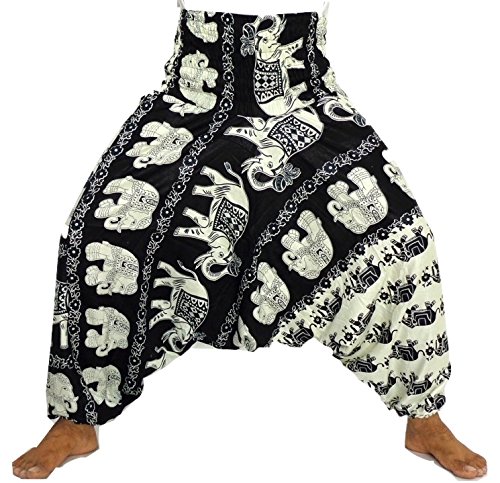 Buy Megh Craft Indo western Style printed Yoga Harem Pant (Black-White ...