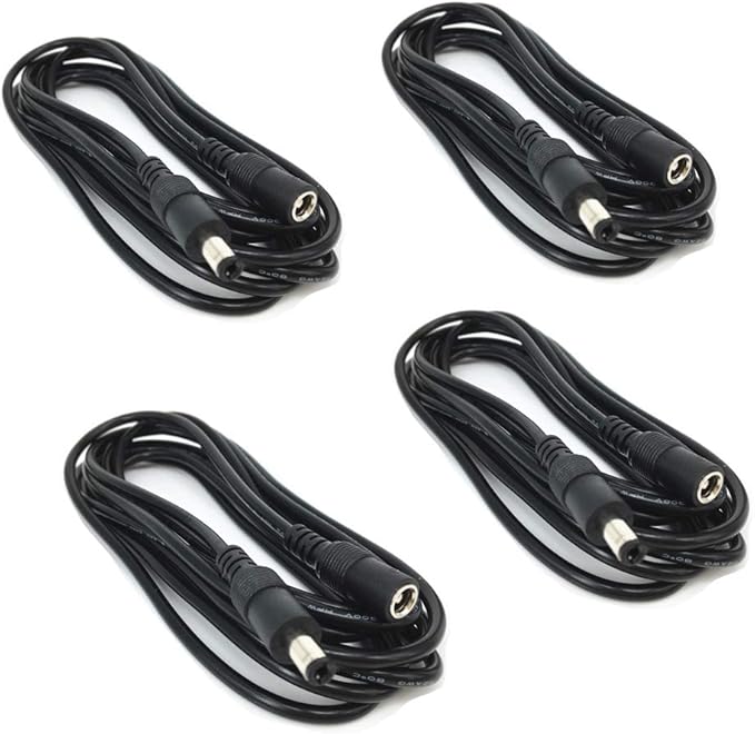 4pcs/pack2m/6.56ft Black 5.5mm x 2.5mm DC Plug Extension Cable DC ...