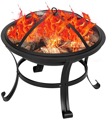 Amazon.com : 22 Inches Portable Fire Pit Outdoor Wood Burning Steel ...