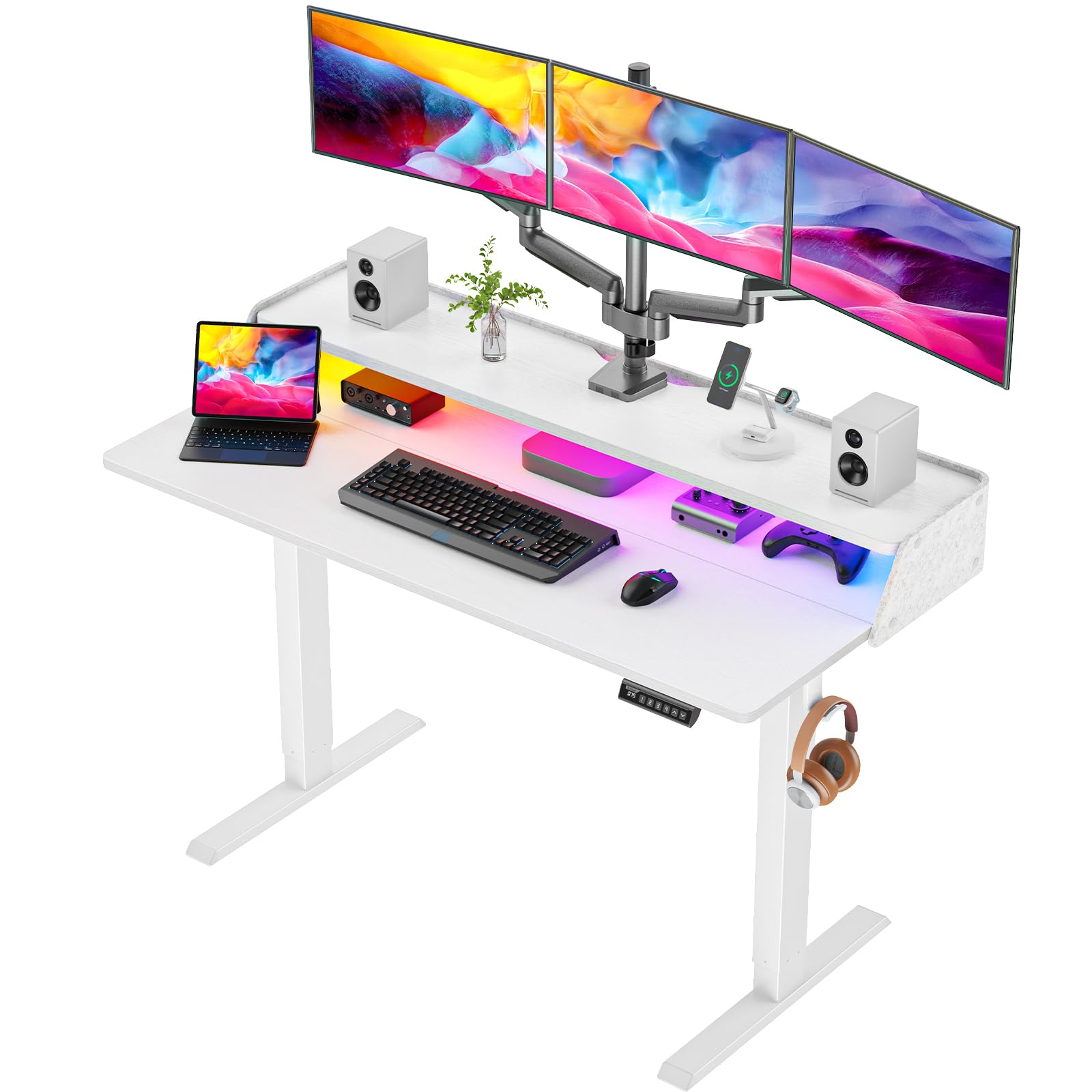 Amazon.com: ErGear Standing Desk with LED Strip, 55″ x 28″ Electric ...