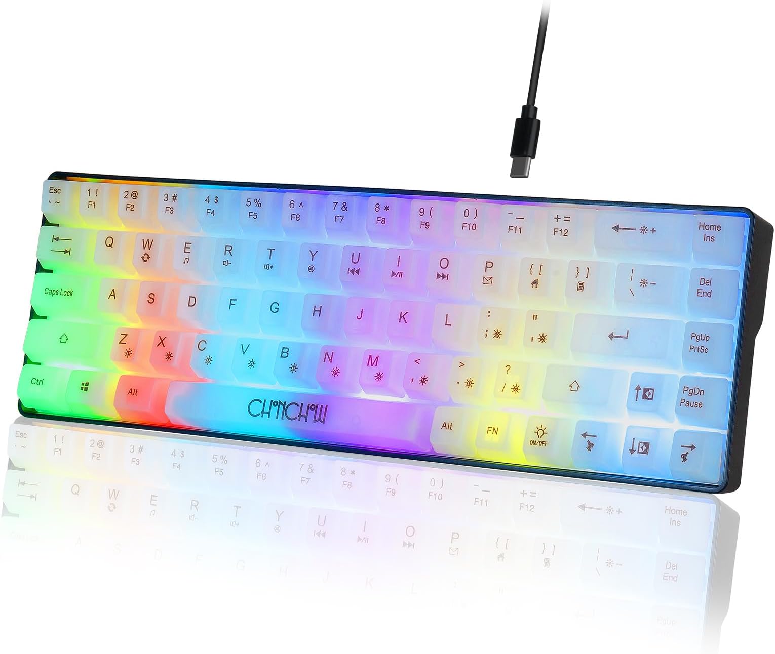 Amazon.com: CHONCHOW 60% Gaming Keyboard, USB Wired RGB Backlit Mini ...