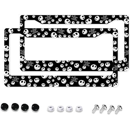 Amazon.com: 2 Pcs Black Goth License Plate Frame Gothic Skull Car ...