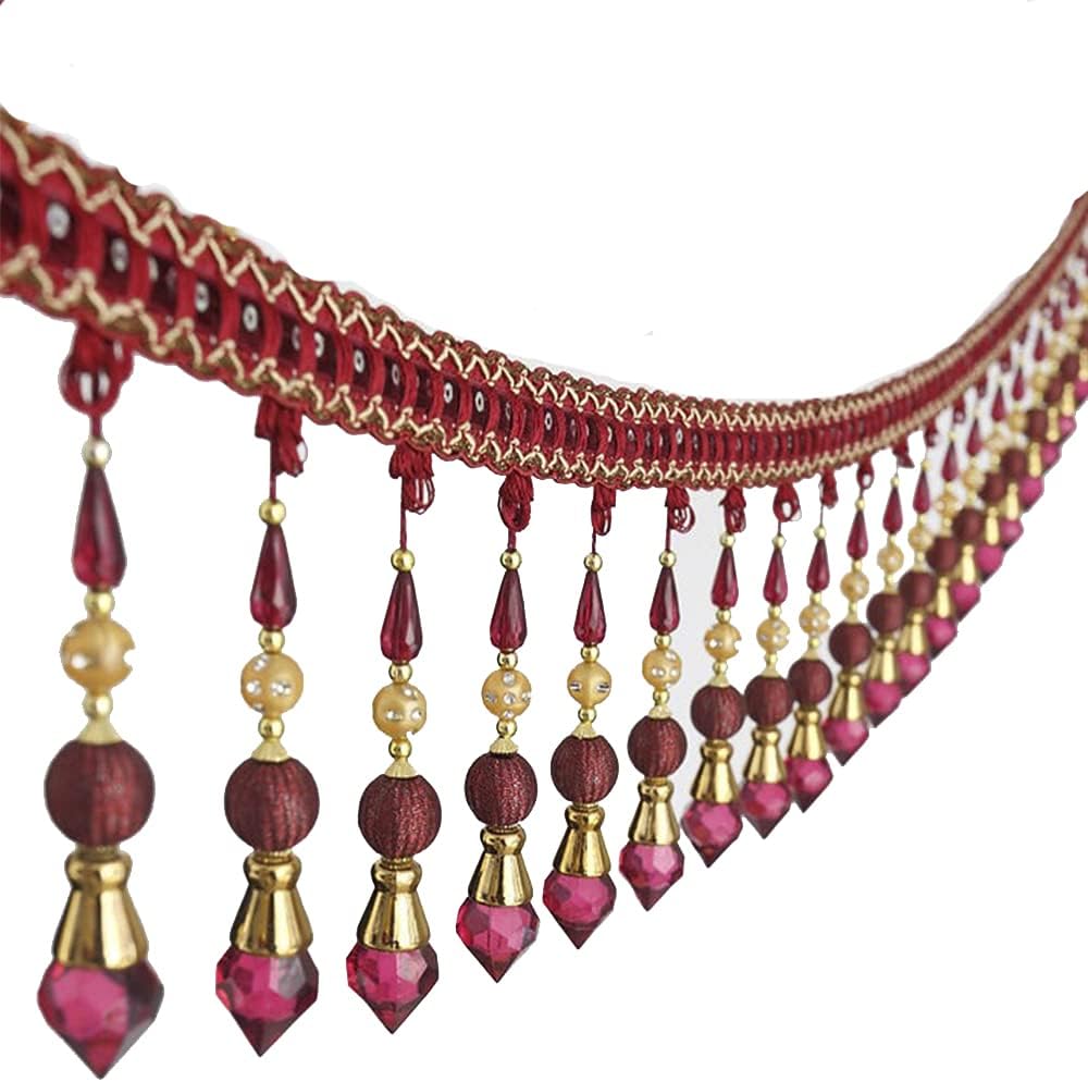 Amazon.com: 3 3/4" (9.5cm) Decorative Beaded Fringe Trim with Fancy ...