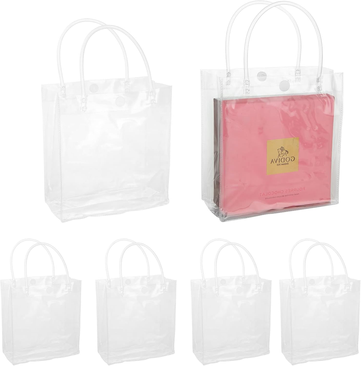 JMIATRY 50pcs Clear Gift Bags With Handle Clear Vinyl Gift Bag ...