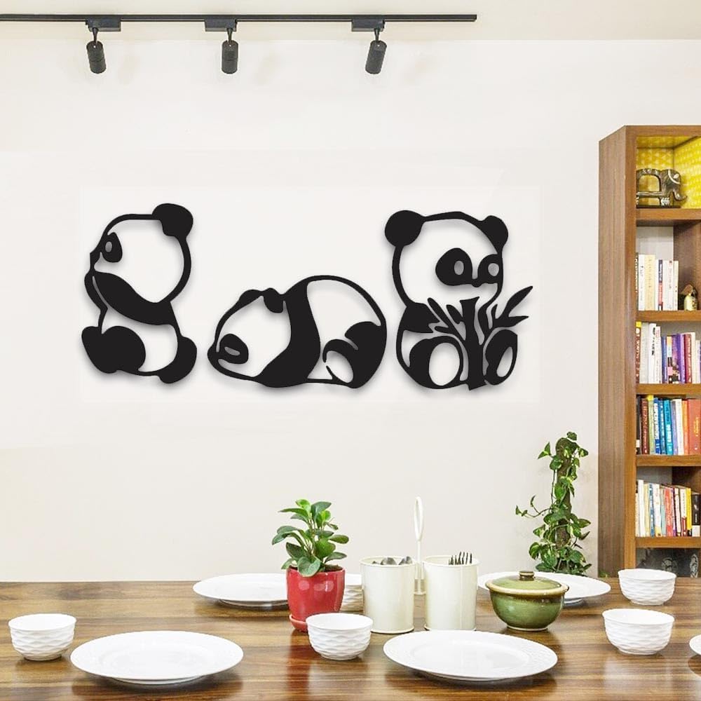 Lippan Home Decor Doodle Pandas Wood Wall Art Set : Amazon.in: Home ...