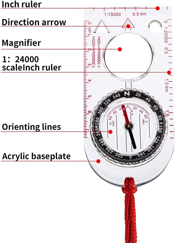 Navigation Compass Map Ruler,Waterproof Orienteering Compass Adjustable ...