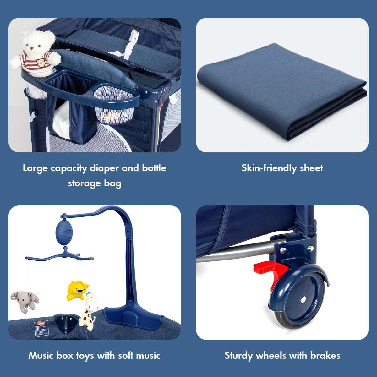 PEARLOVE Paquete 5 en 1 para bebé con moisés, cuna con 5 funciones ...