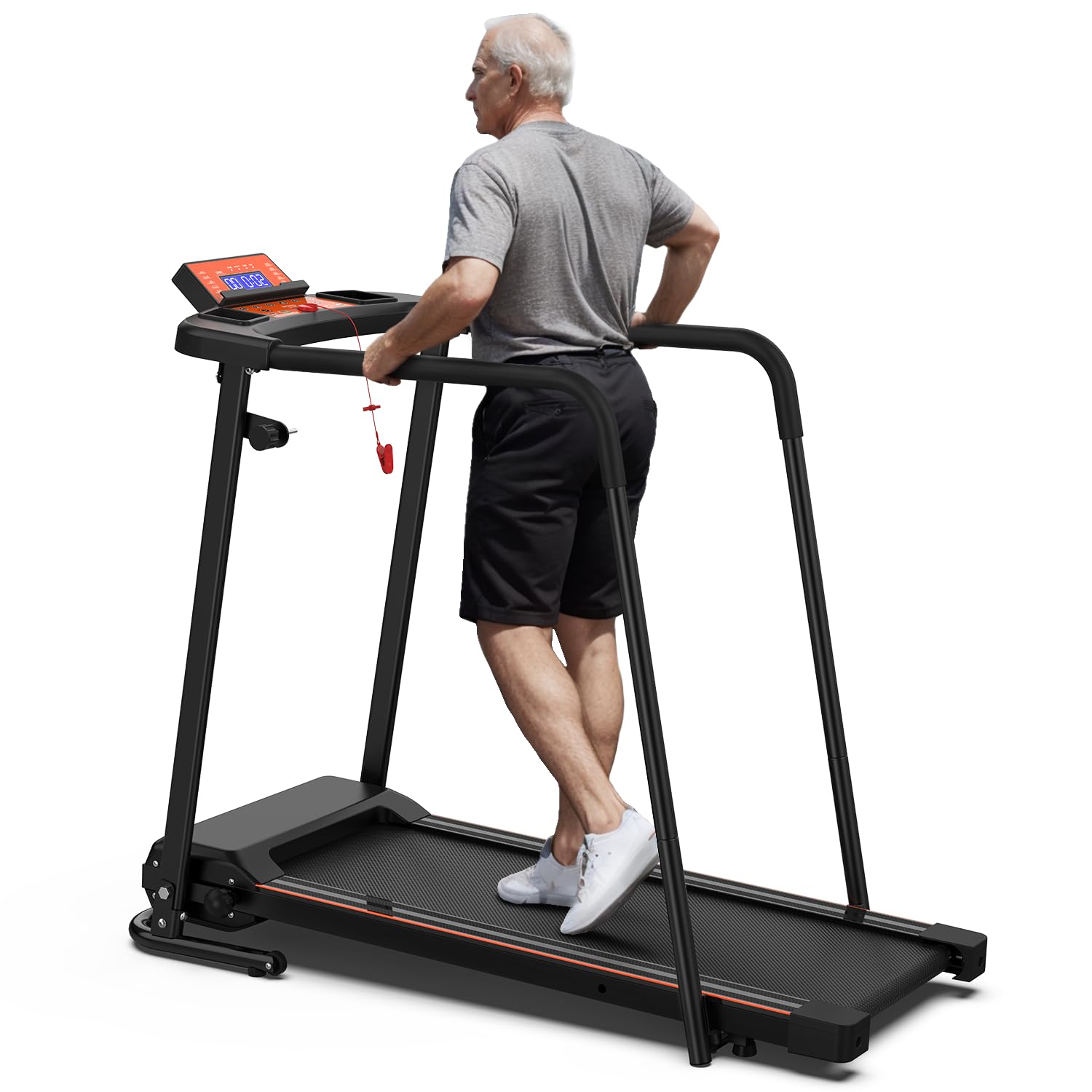 Walking Treadmill for Senior with Long Handrail Foldable Recovery ...