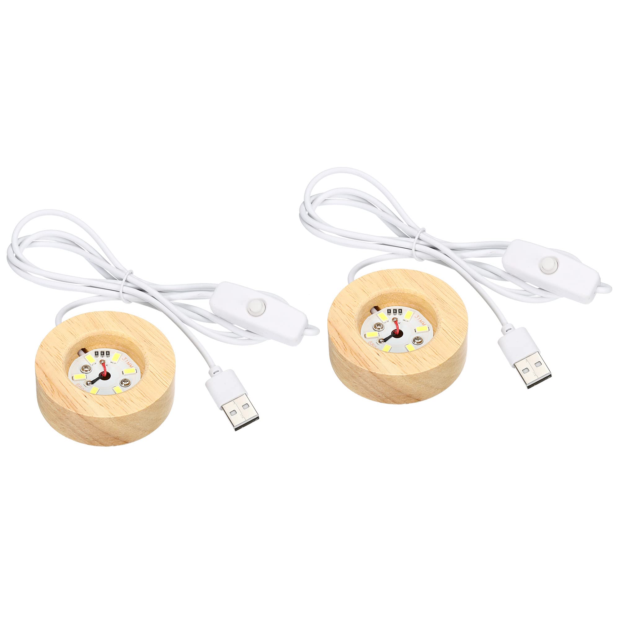 Amazon.com: PATIKIL Wooden LED Light Base Stand, 2 Packs Round Wooden 2 ...