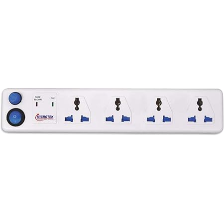 Microtek Spike guard 4 socket with one switch (2 mtr) : Amazon.in ...