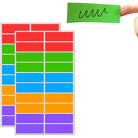 500 Pack, 75 x 25 mm - Coloured Sticky Labels Stickers, 5 Colours ...
