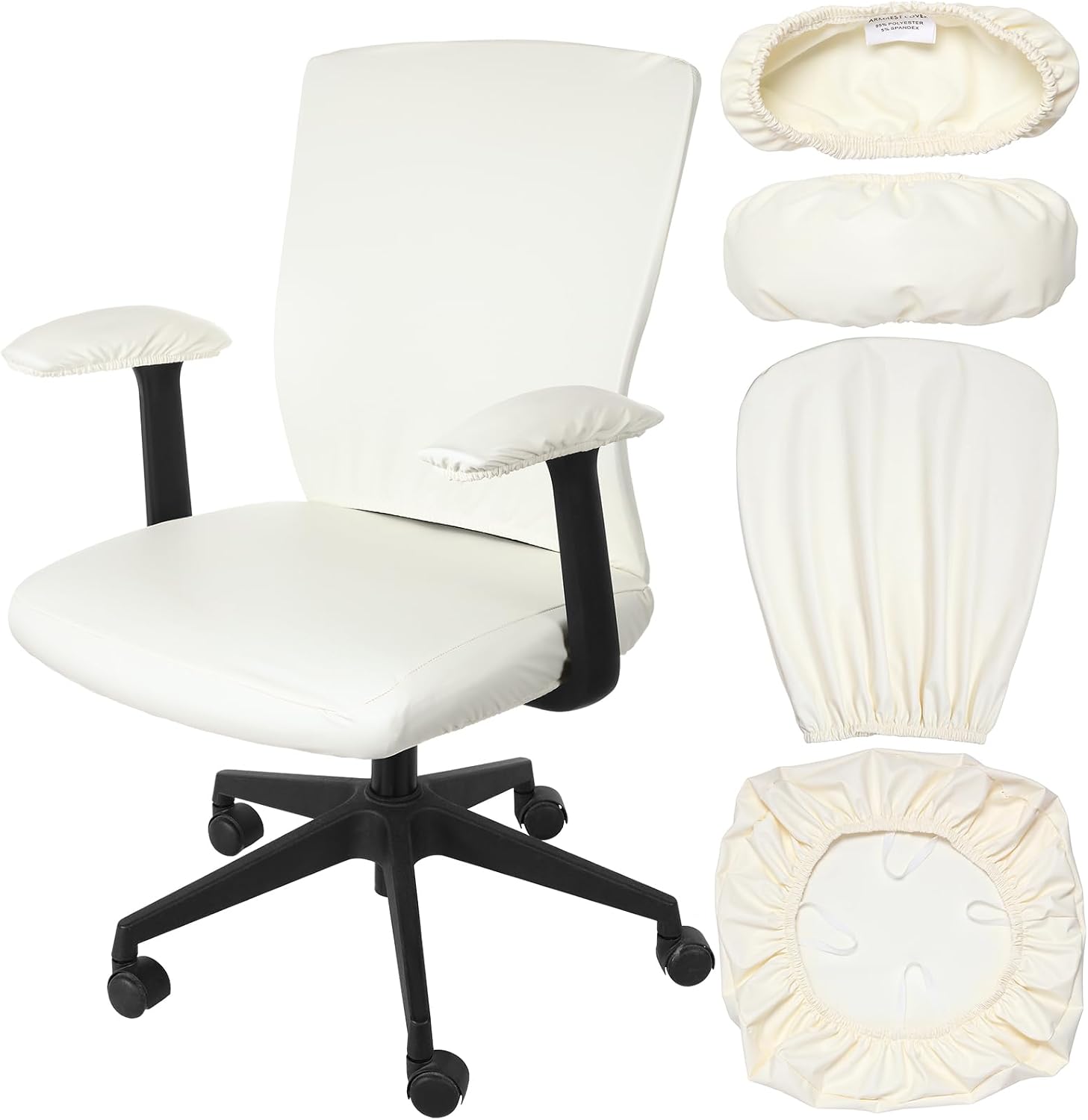 Amazon.com: Tallew 4 Pcs Office Chair Covers PU Leather Office Desk ...