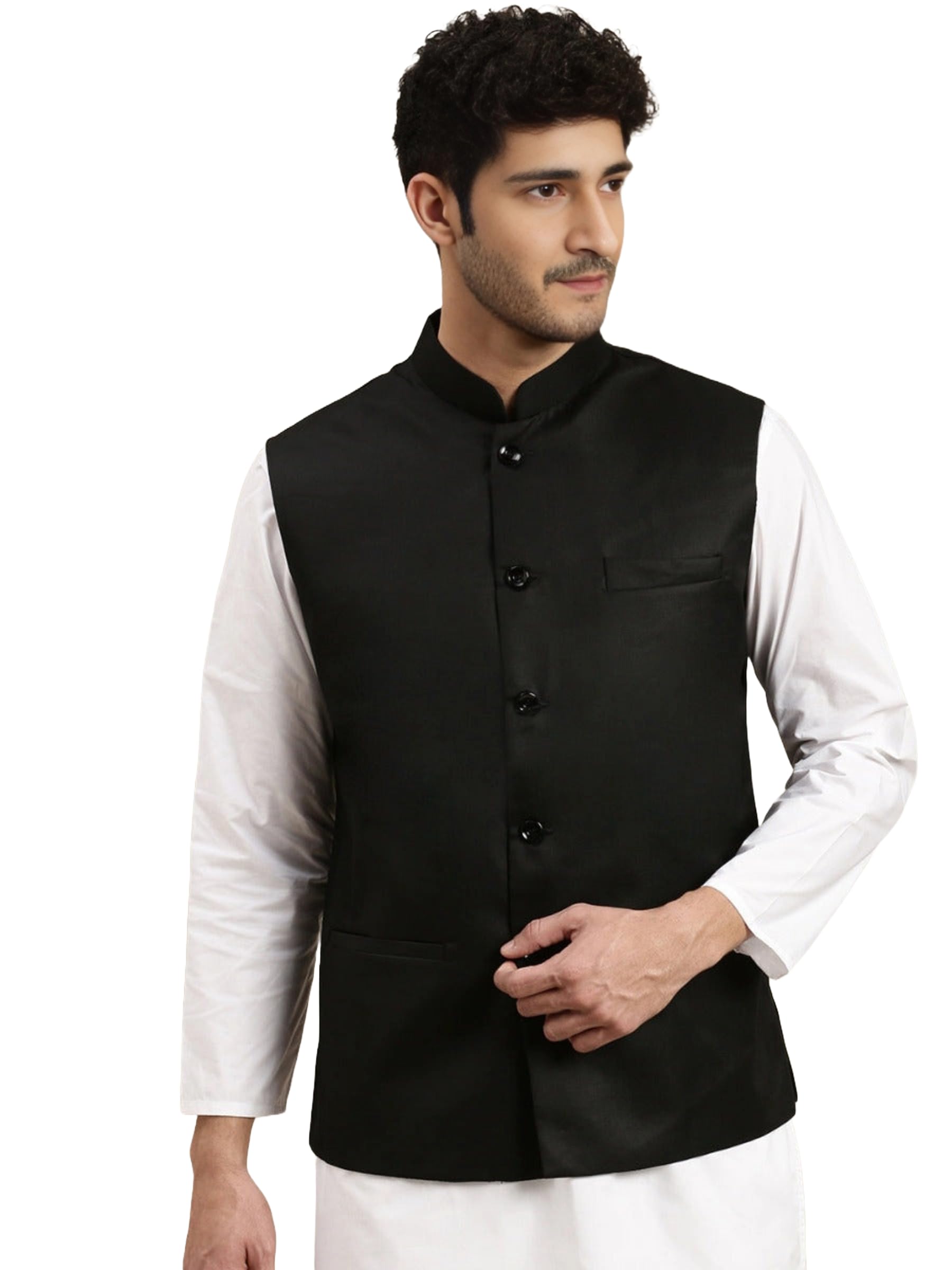 Buy ROCKSY Black Nehru Jacket, Modi Koti for Men, Cotton Waistcoat for ...