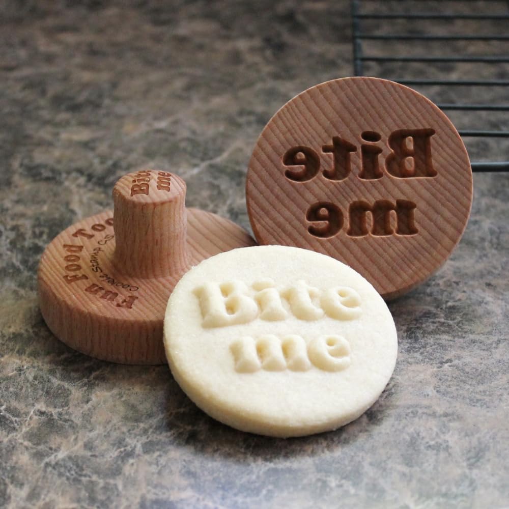 Amazon.com: Fun Food Tools, Wood Cookie Stamp, 2.5 Inch (Bite me CS-112 ...