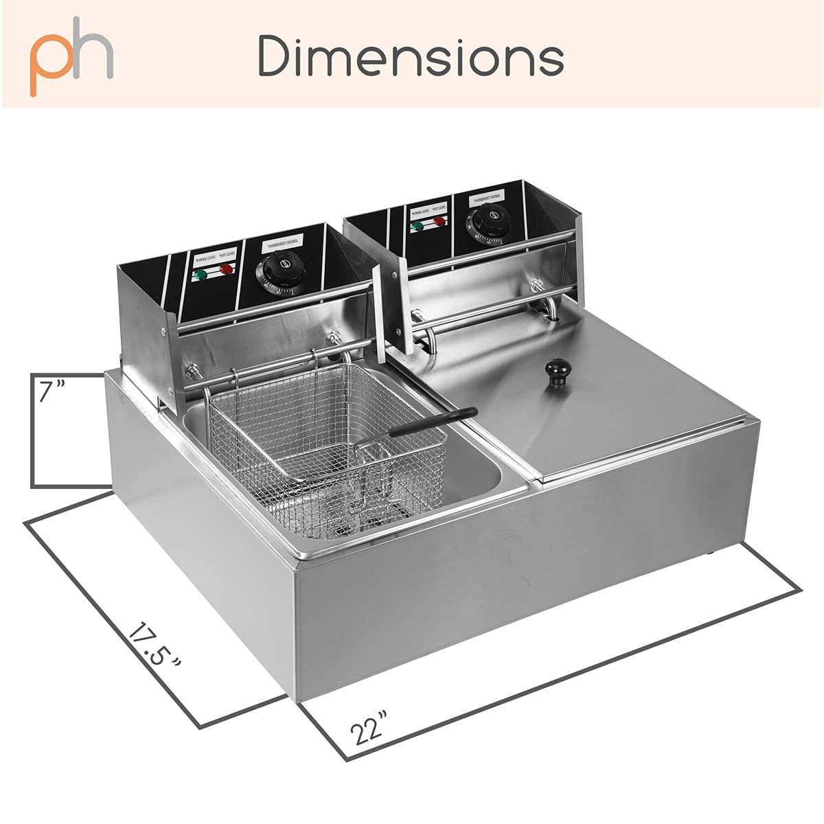 PartyHut Two 11 Liter Basins Capacity Commercial Stainless Steel Deep ...