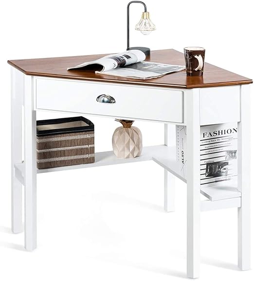 Amazon.com: Nightcore Corner Desk for Small Space, Wood Corner Computer ...