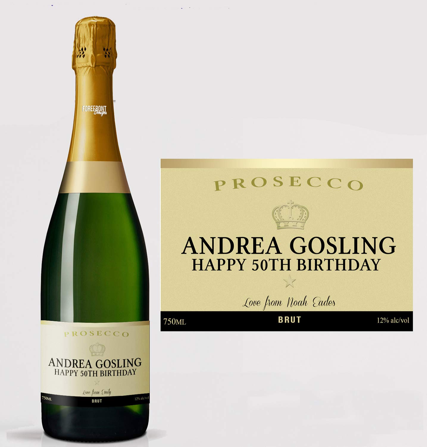 Personalised Gold Champagne Custom Bottle Label - Any Wording : Amazon ...