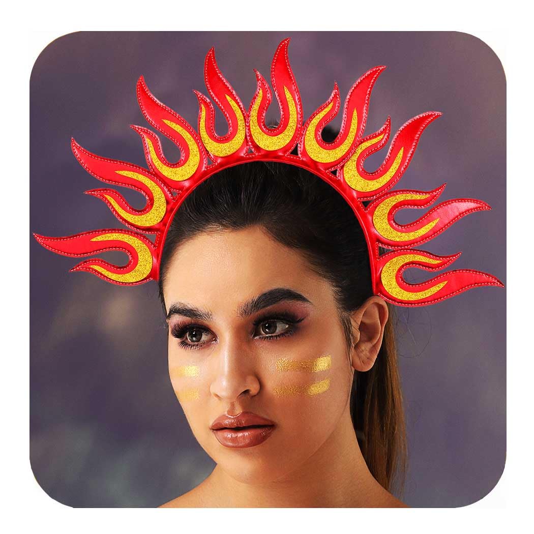 Party Hair Hoop For Women Fstrend Light Up Red Fire Headpieces Rave ...