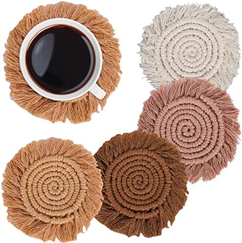 Amazon.com: Boho Coasters Set of 4, Handmade Woven Coaster for Drinks ...