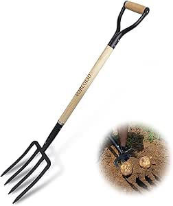Amazon.com : FORCOLID Garden Fork, 4-Tine Spading Digging Fork, Pitch Fork-45Inch, Forged Steel ...