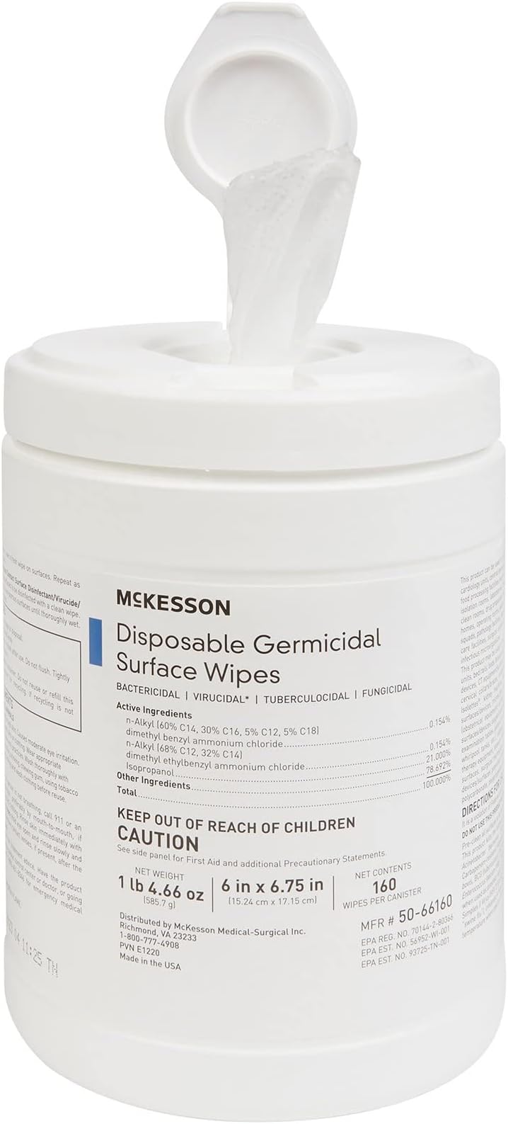 Amazon.com: McKesson Germicidal Surface Wipes, Pre-Moistened Alcohol ...
