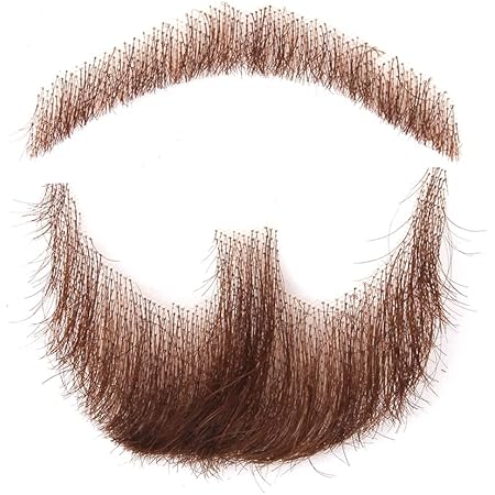 Amazon.com: Human Hair Fake Beard for Men One Pair Brown Fake Mustach ...