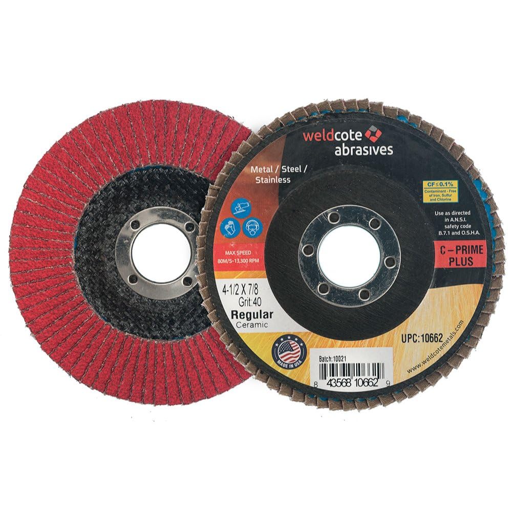 Weldcote 10671 C-Prime Plus Ceramic Flap Discs - Phenolic Back: Amazon ...
