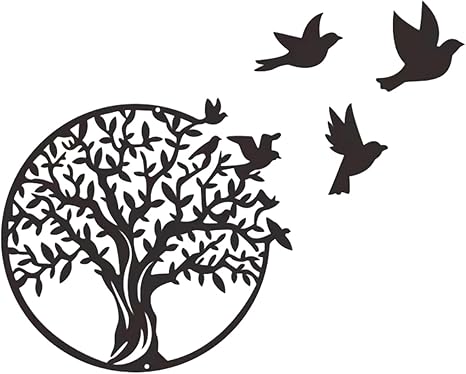 Amazon.com: 11X11 Inches Tree of Life and 3 Birds Metal Wall Art ...