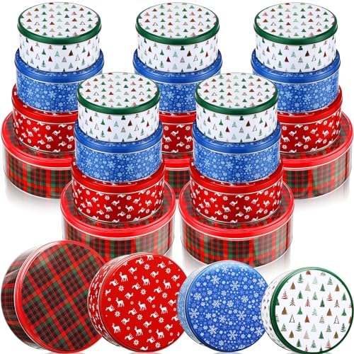 Amazon.com: Round Nesting Tins With Holiday Print Designs Bundle of 2 ...