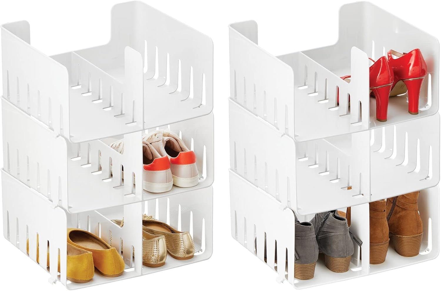 Amazon.com: mDesign Stackable Shoe Storage Organizer for Organizing Men ...