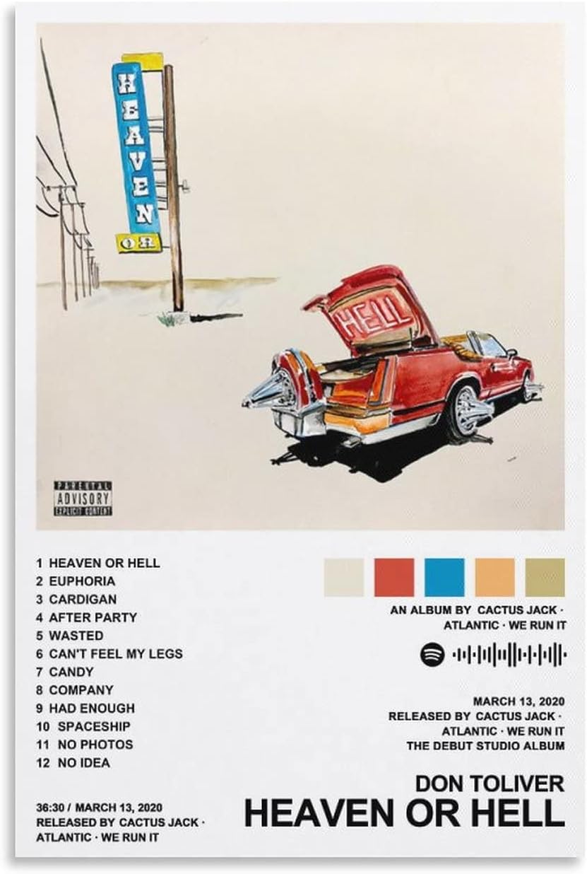 Amazon.com - Don Toliver – Heaven Or Hell Album Cover Canvas Poster ...